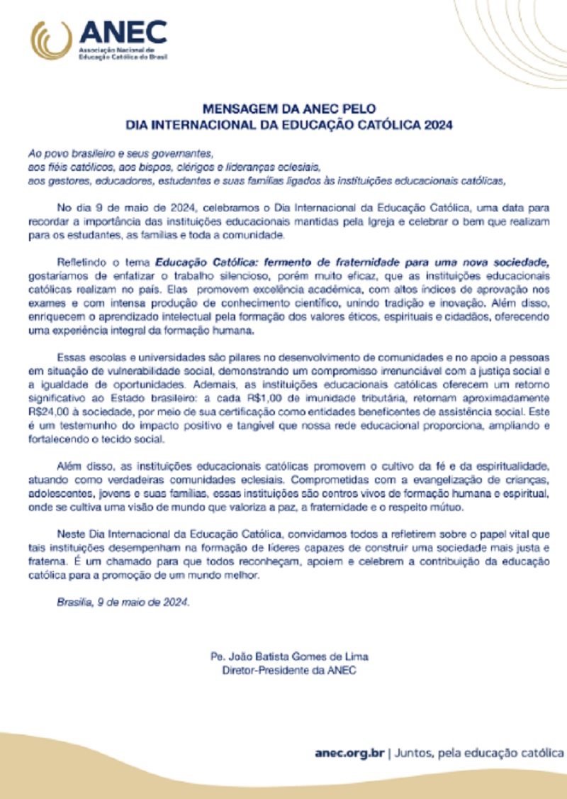 Arquidiocese de Porto Velho » Dia Internacional da Educação Católica 2024